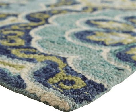 Greeva Blue Rug Wool Area Rugs Green Rug Area Rugs