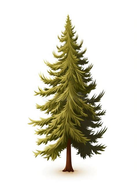 Realistic Pine Tree Pencil Drawing With Highly Detailed Figures Stock Illustration