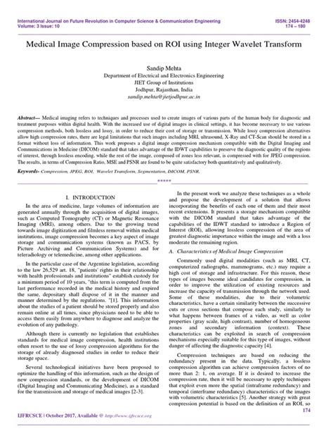 Medical Image Compression Based On Roi Using Integer Wavelet Transform