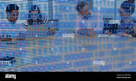 Image Of Binary Coding And Data Processing Over Business People Working