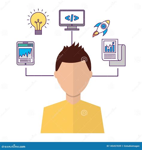 Portrait Of Man Coding Programmer Stock Vector Illustration Of Creativity Modern 145457039
