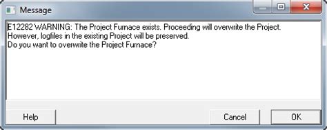Installation And Starting SpecView Starting SpecView Restore Overwrite Project Warning