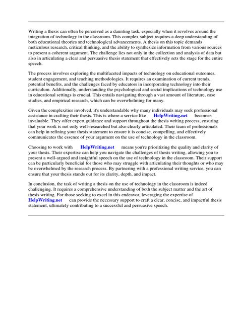 A Clear And Concise Thesis Statement For A Speech On The Use Of Technology In The Classroom