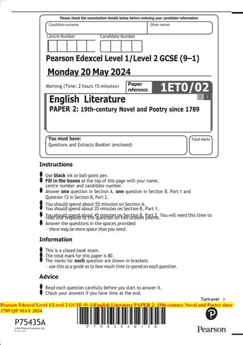 Pearson Edexcel Level 1level 2 Gcse 91english Literature Paper 2 19th Century Novel And
