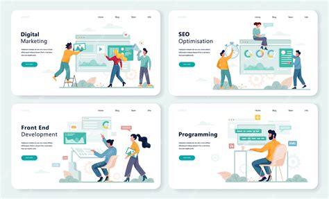 Premium Vector Front End Development Programming Web Banner Concept Set Web Profession Such