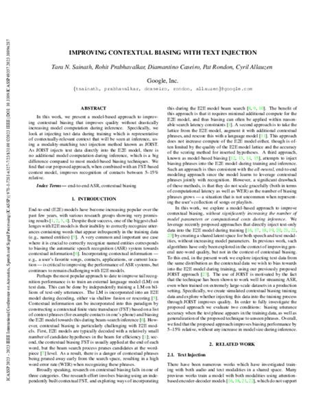 Pdf Improving Contextual Biasing With Text Injection