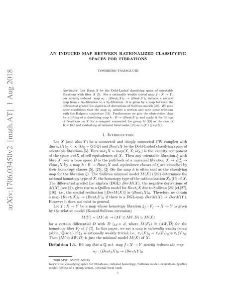Pdf An Induced Map Between Rationalized Classifying Spaces For Fibrations