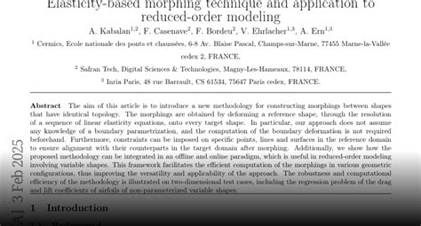 Paper Page An Elasticity Based Mesh Morphing Technique With Application To Reduced Order Modeling