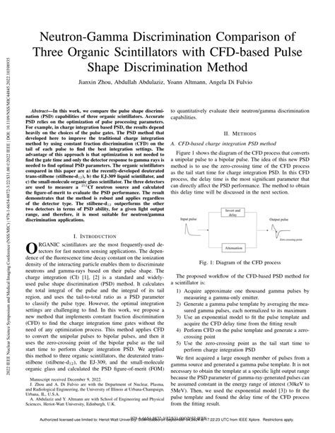 Pdf Neutron Gamma Discrimination Comparison Of Three Organic Scintillators With Cfd Based