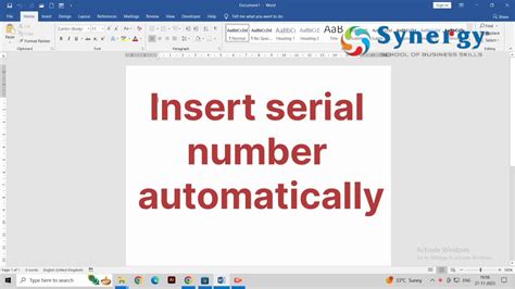 Synergy Kasaragod School Of Business Skills On Linkedin Insert Serial Number Automatically 📄