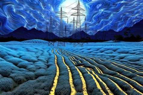 premium photo digital visualization of a smart grid and power line
