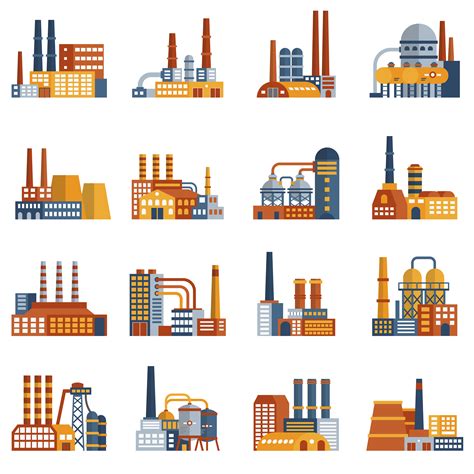 Factory Flat Icons Set 468314 Vector Art At Vecteezy