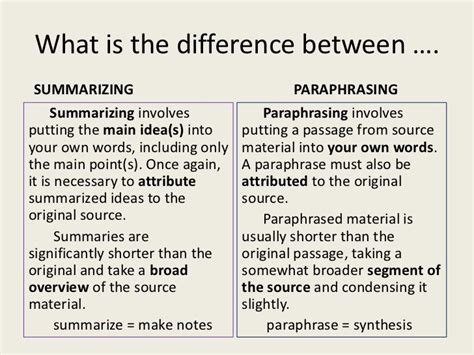 Summary Vs Paraphrase Venn Diagram Paraphrase Quoting