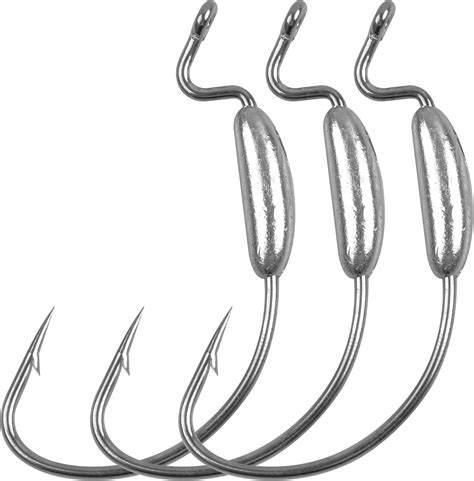 Weighted Hooks For Soft Plastics 30pcs Saltwater Swimbait Hook Weighted Extra Wide Gap Hooks