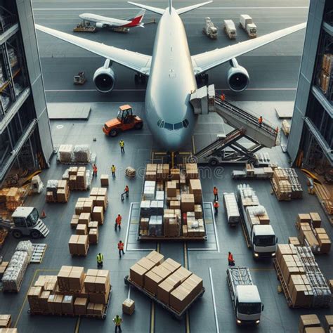 Cargo Plane At The Airport Is Loading Goods For Delivery 13 Stock Illustration Illustration Of