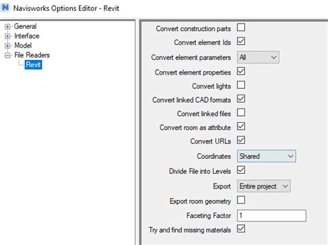 data or objects are missing in nwc exported from revit