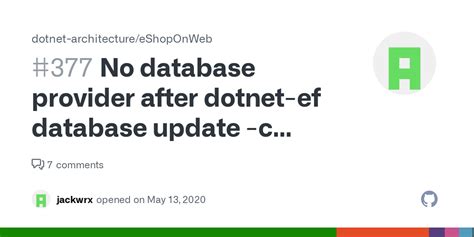 No Database Provider After Dotnet Ef Database Update C Catalogcontext P Infrastructure