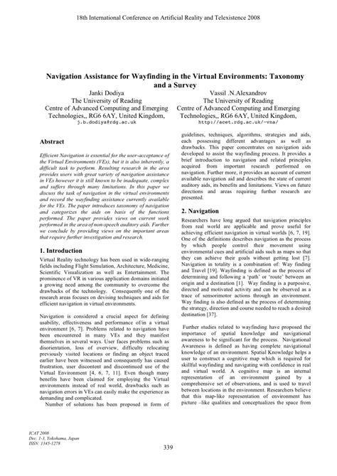 pdf navigation assistance for wayfinding in the virtual environments