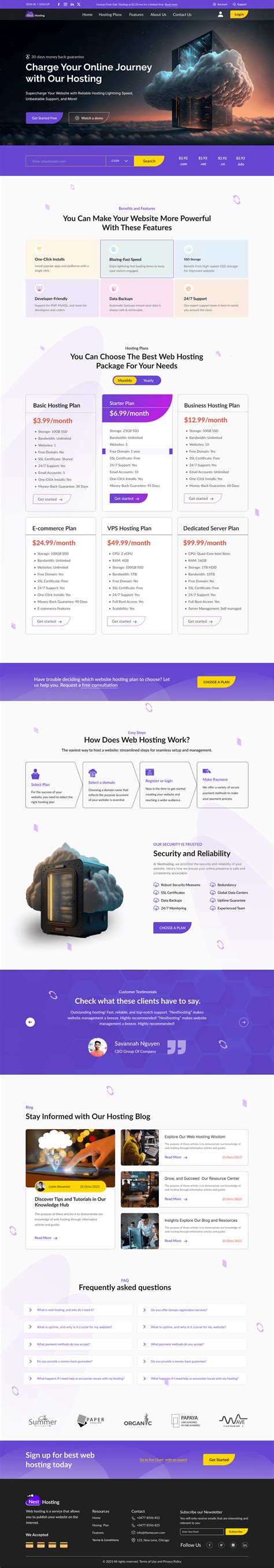 web hosting website landing page ui design behance