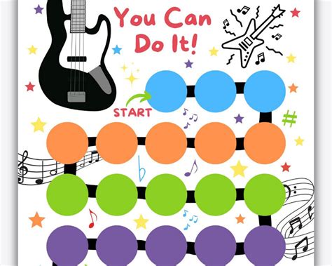 Electric Guitar Practice Reward Chart Music Class Printable Pdf Etsy