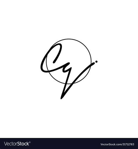 Cq Initial Handwriting Logo Design Royalty Free Vector Image