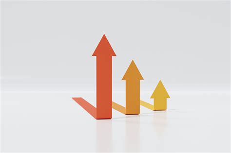 빨간색 주황색 및 노란색 화살표가 위로 이동합니다 상승 추세 라인 화살표 그래프와 추상 금융 차트는 흰색 배경에 고립 올라갑니다 인포그래픽에 대한 스톡 사진 및 기타 이미지