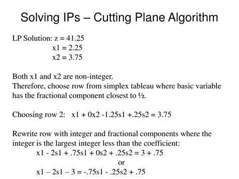 Ppt Solving Ips Cutting Plane Algorithm Powerpoint Presentation Free Download Id3225483