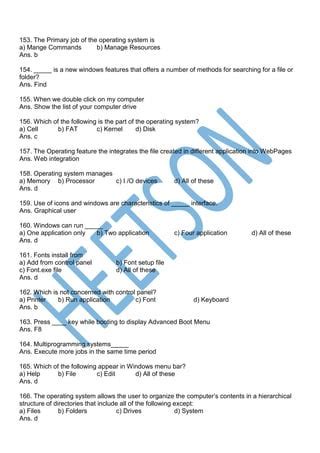 Operating System MCQ OS Most Important Question PDF