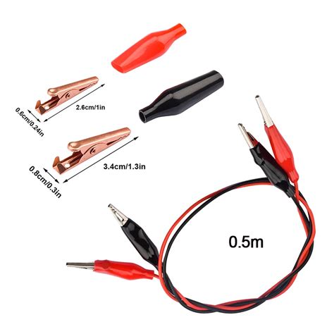 레드 구리 악어 클립 케이블 와이어 배터리 10a 26mm 34mm 악어 클립 전기 클램프 테스터 프로브 자동차 더블 엔드 10 개입 Aliexpress