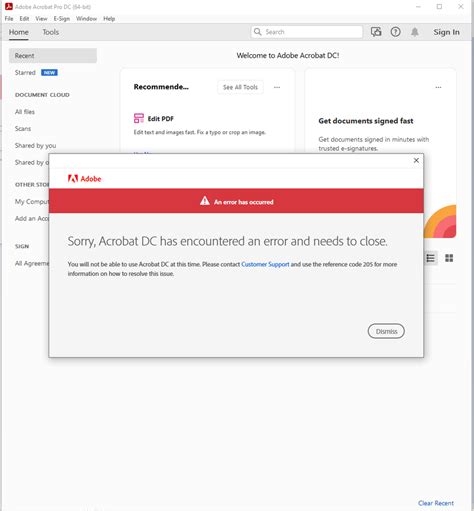 Solved Acrobat Crahses On Start Up Error Code 205 Adobe Product