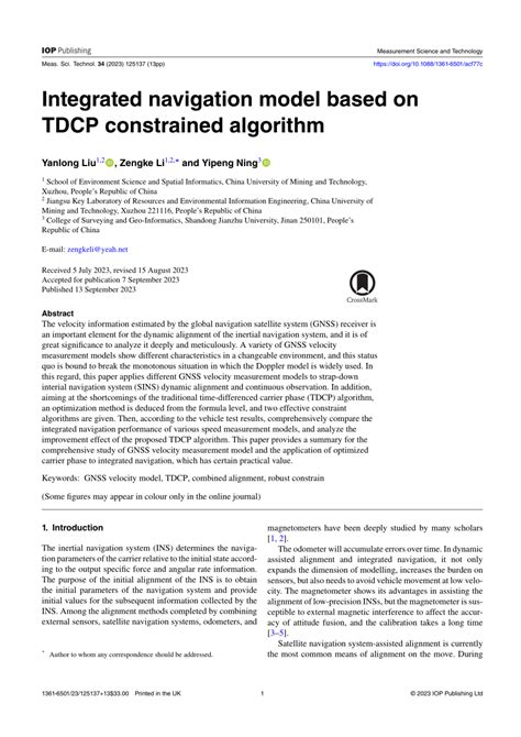 integrated navigation model based on tdcp constrained algorithm