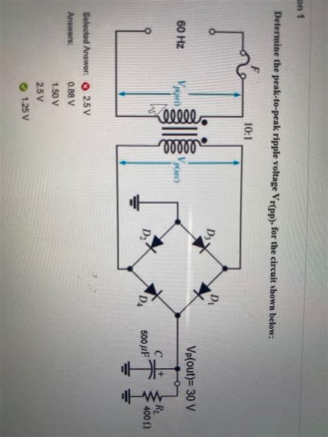 Solved On Determine The Peak To Peak Ripple Voltage Chegg