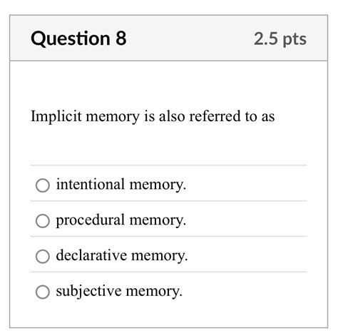solved question 82 5 ﻿ptsimplicit memory is also referred to