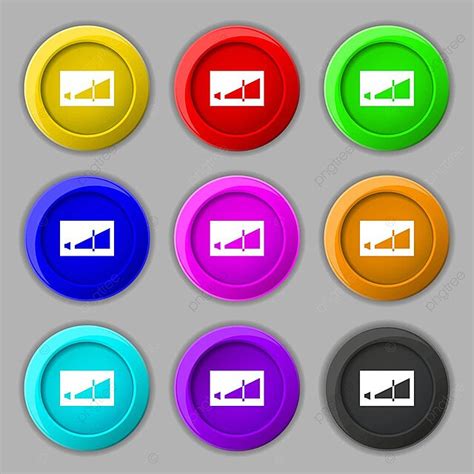 Vector Illustration Of Nine Round Colorful Buttons With A Volume Adjustment Icon Symbol Vector