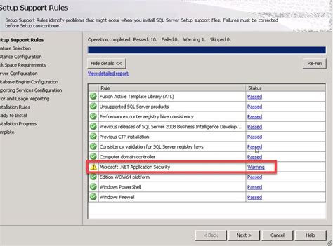 Sql Server Setup Rule Microsoft Net Application Security The
