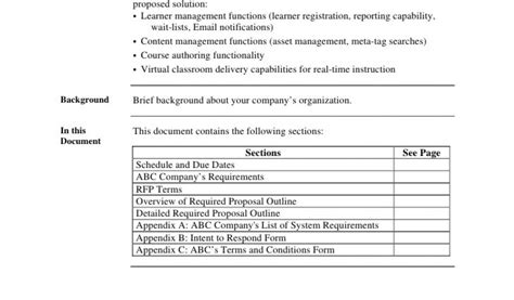 Lms Rfp Template Lms Selection Templates Williamson