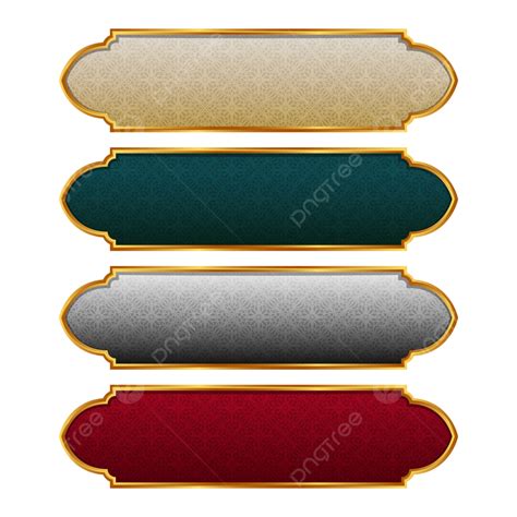 럭셔리 황금 아랍어 이슬람 배너 제목 프레임 텍스트 상자 투명 배경 클립 아트 세트 이슬람의 배너 텍스트 상자 Png 일러스트 및 벡터 에 대한 무료 다운로드