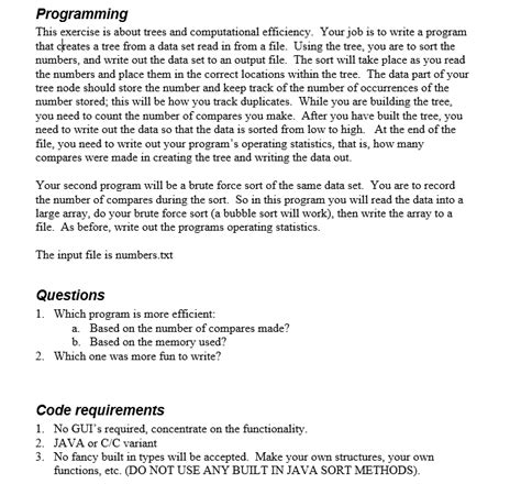 Programming This Exercise Is About Trees And