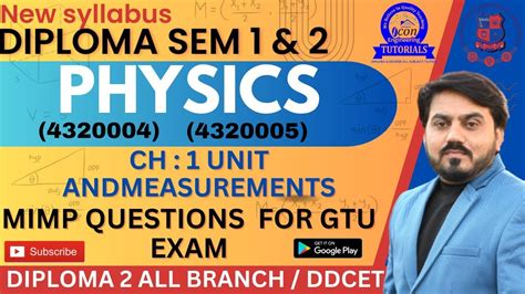 Physics 4300005 Ch 1 Mimp Question For Gtu Exam Diploma Physics Mimp Question For Gtu Exam