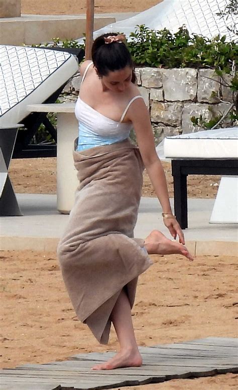 Ana De Armas In A Blue Swimsuit On The Beach In Greece Celebsla Com