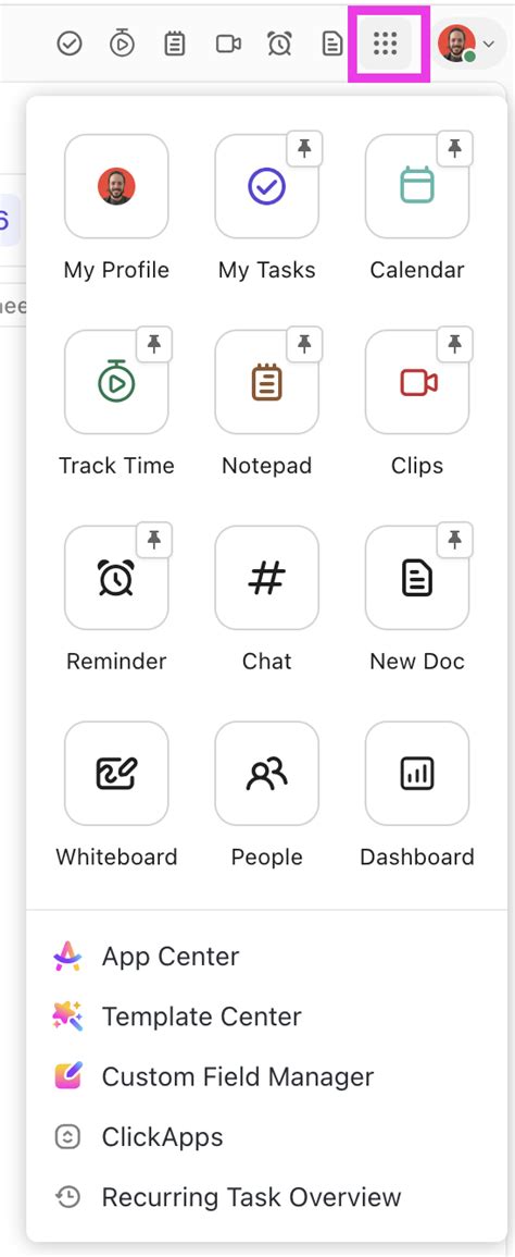 Quick Action Menu Clickup Help
