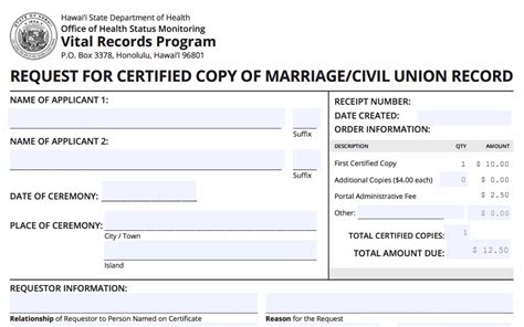 Honolulu Marriage License Application Form Hawaii Marriage License