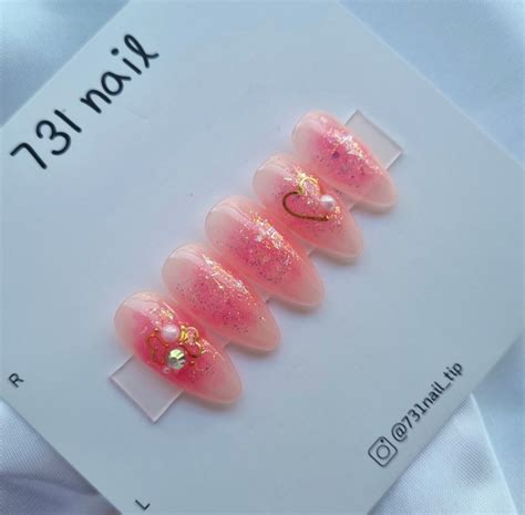 731네일수제네일팁 치크빔 수제 네일팁 치크 네일 글리터네일 세일러문 볼터치 네일아트 위시버킷