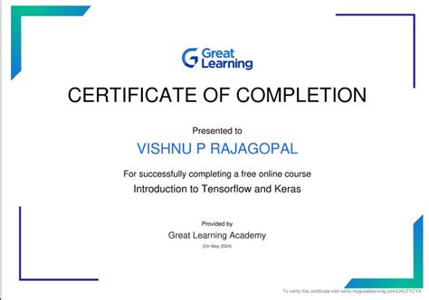 Completed Tensorflow And Keras Certification Vishnu P Rajagopal
