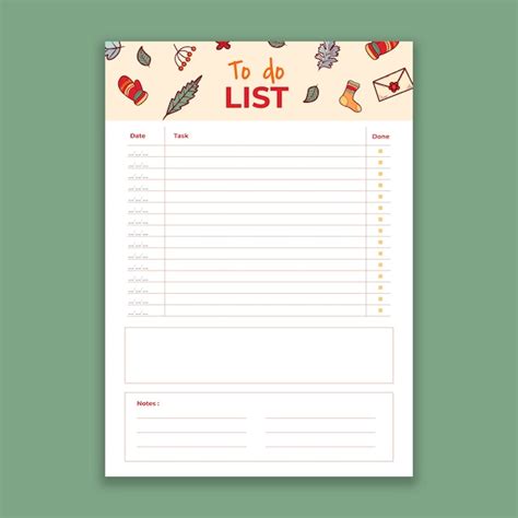 손으로 그린 가을 할 일 목록 무료 벡터