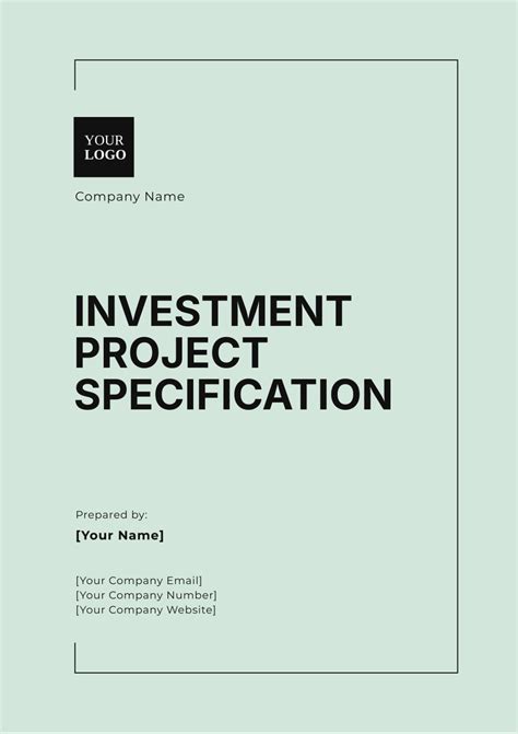 Free Investment Project Specification Template To Edit Online