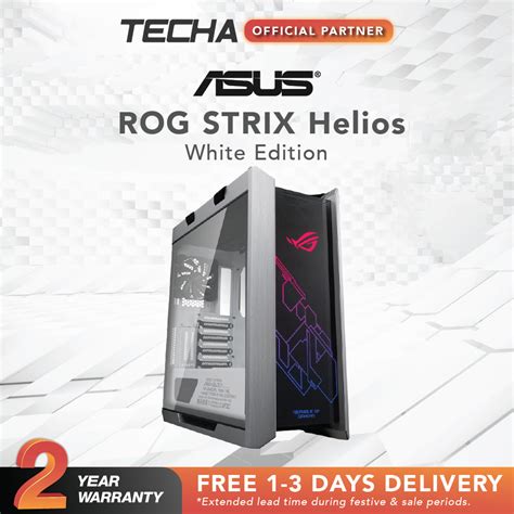Asus Rog Strix Helios Mid Tower Gaming Case With Three Tempered Glass Panels White Black