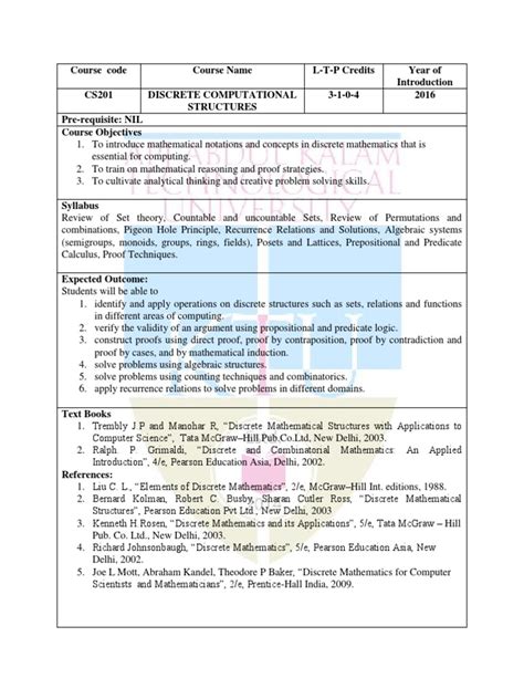 syllabus pdf discrete mathematics logic