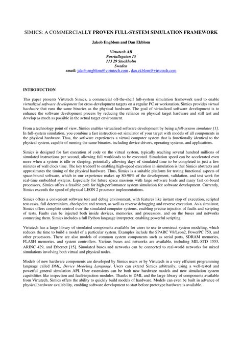 Pdf Simics A Commercially Proven Full System Simulation Framework