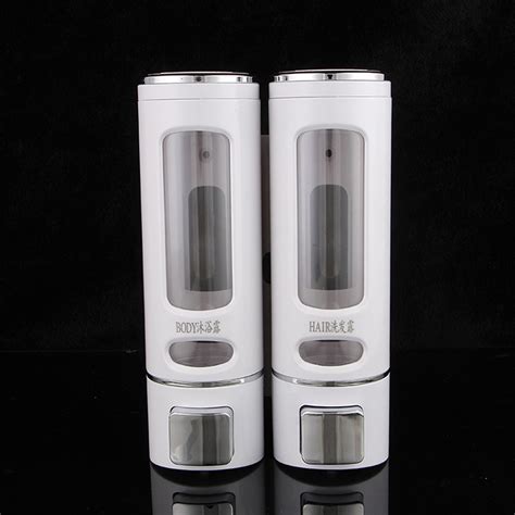 400ml 더블 헤드 벽 장착 수동 프레스 비누 디스펜서 샴푸 병 핸드 워시 바디 워시 디스펜서 색상 흰색